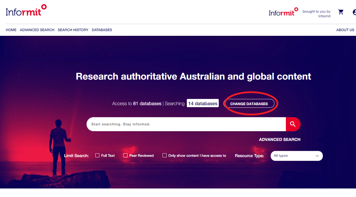 Informit Search | Database selection